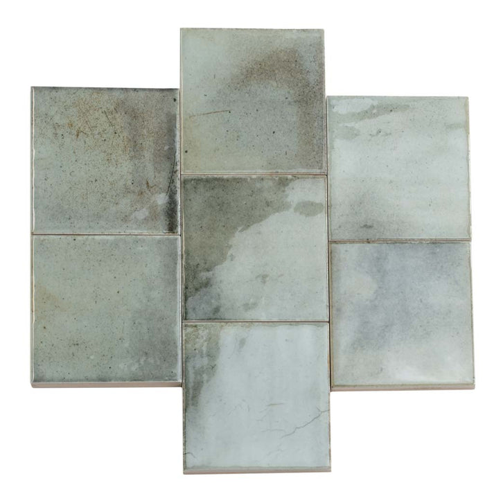 Sage Green 4x4 Glossy Square Ceramic Tile for Refined Indoor Settings ...