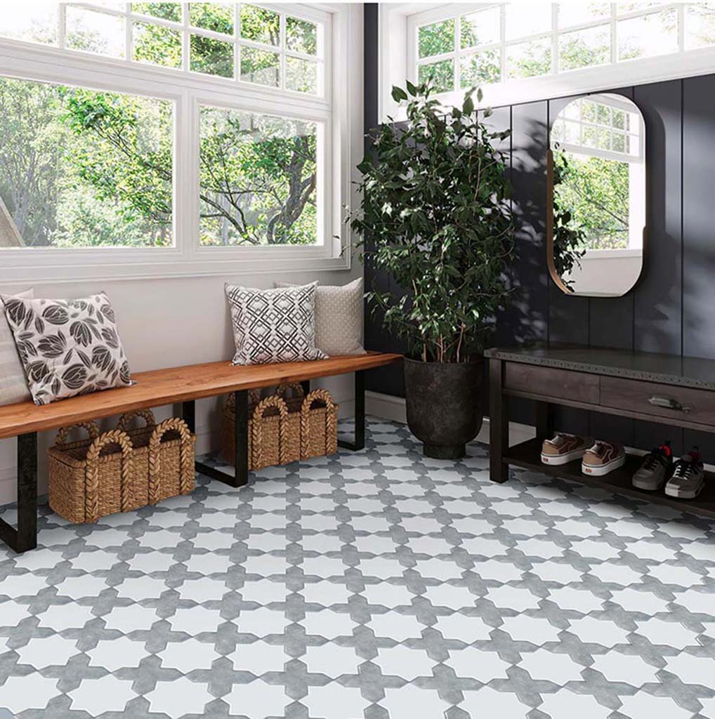 5x5 Siena Matte Grey Ceramic Cross-Shaped Tile - Matte Grey Ceramic ...