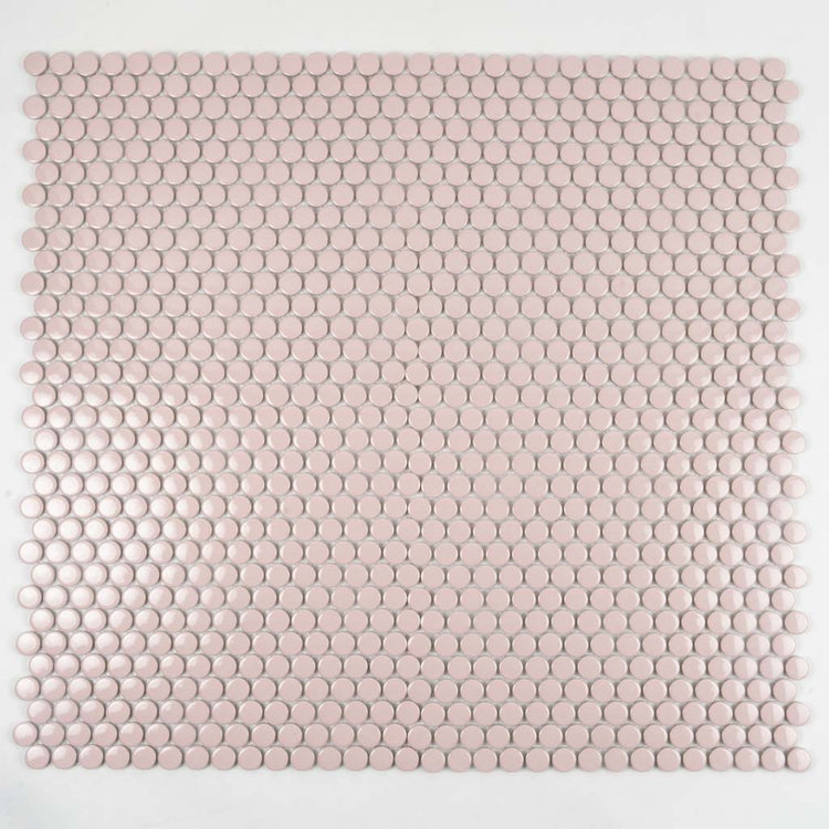 1x1 Cirkel Glossy Pink Porcelain Penny Round Tile - Pink Penny Tiles ...