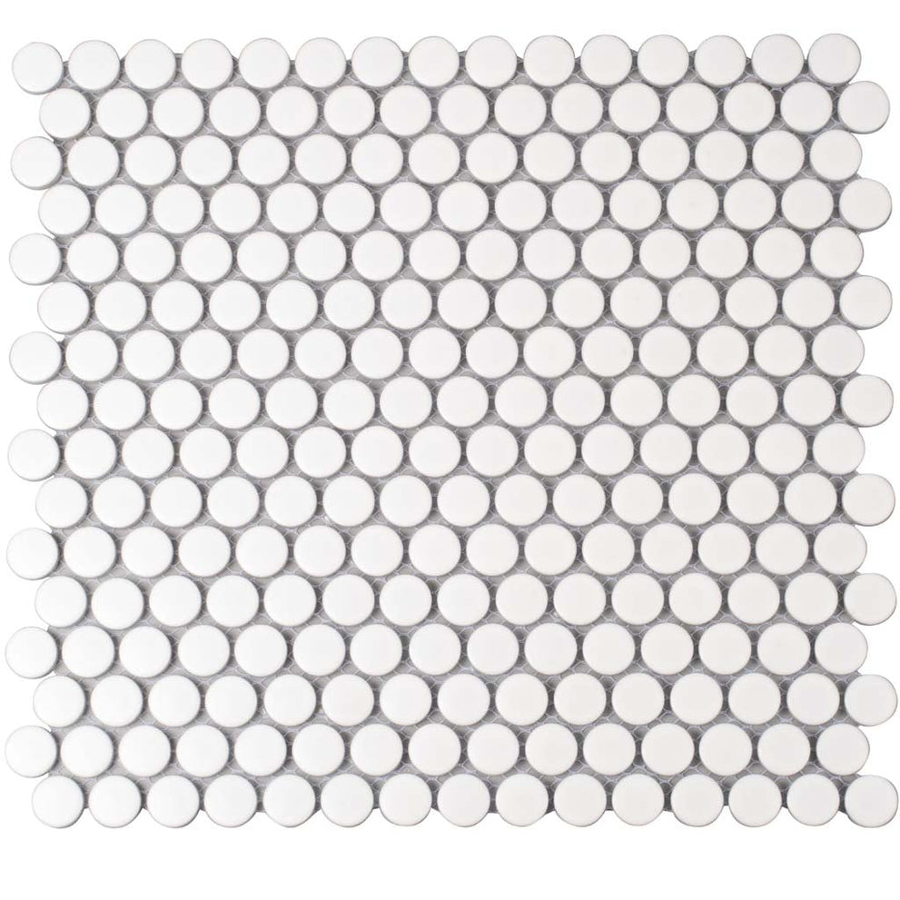 Pearl White Porcelain Penny Round Tile – Matte Finish for Walls ...