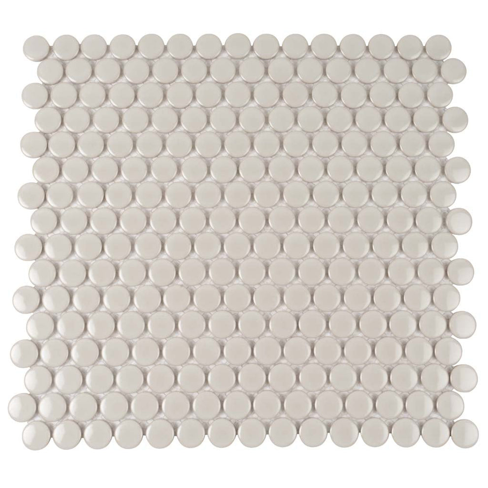1x1 Cirkel Glossy Gray Porcelain Penny Round Tile - Gray Penny Tiles ...